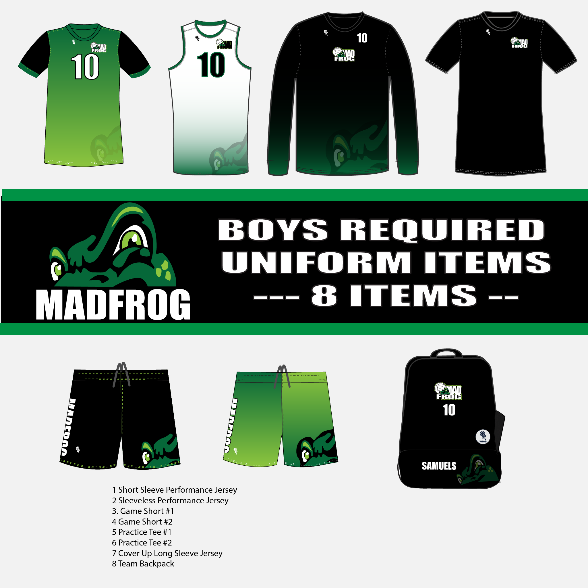 MADFROG BOYS 2025-2026 UNIFORM PACKAGE – VB RAGS VOLLEYBALL